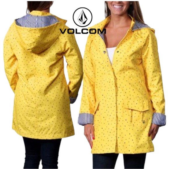 Volcom | Jackets & Coats | Yellow Volcom Logo Polkadot Water Resistant ...